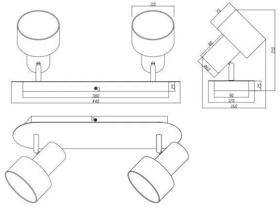 Trio - Bodové svítidlo WAILER 2xGU10/5W/230V černá
