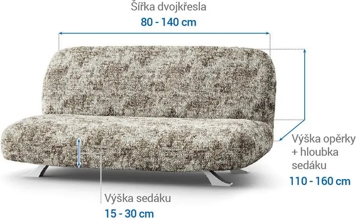 Bielastické potahy MARMO béžové dvojkřeslo s dřevěnými rukojeťmi (š. 80 -140 cm)