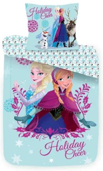 Dětské bavlněné povlečení 140x200 - Frozen Anna s Elzou portrét modrá Lobles