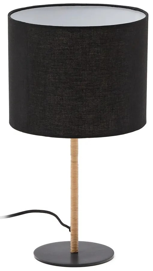 Černá stolní lampa s textilním stínidlem (výška 45 cm) Pina – Kave Home