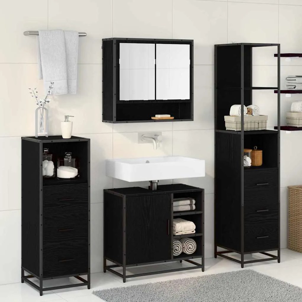 Sada koupelnového nábytku 4 ks Černý dub 65 x 33 x 60 cm 3402544