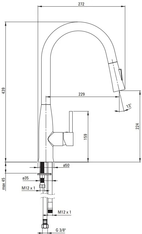 Deante Lukrecia, dřezová baterie s výsuvným výtokem, černá matná, DEA-BDH_N72M