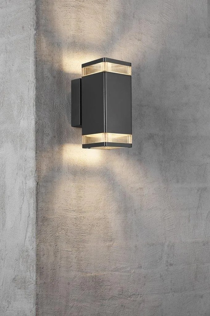 NOR 45331003 Venkovní nástěnné svítidlo Elm 2x20W GU10 černá čirá - NORDLUX