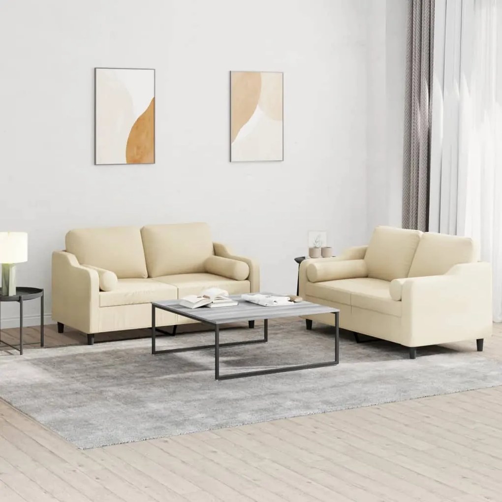 2dílná sedací souprava s polštáři krémová textil 3201820