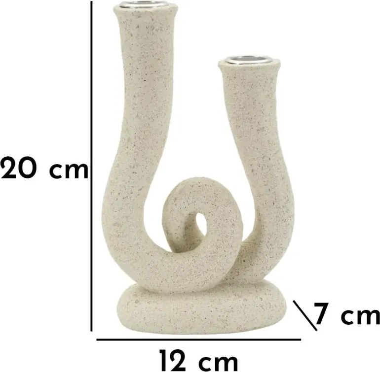 Designový svícen Stons 20 cm krémový