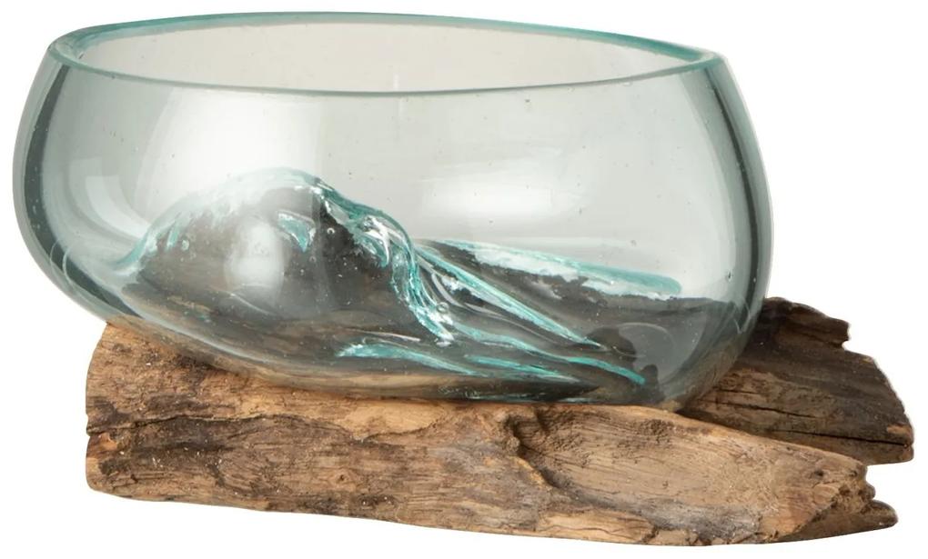 Váza z recyklovaného skla na kořenu dřeva Gamal S - 22*21*10,5 cm