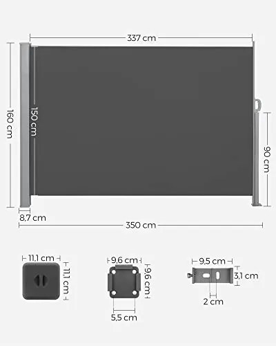 Boční sluneční clona, 160 x 350 cm, antracit