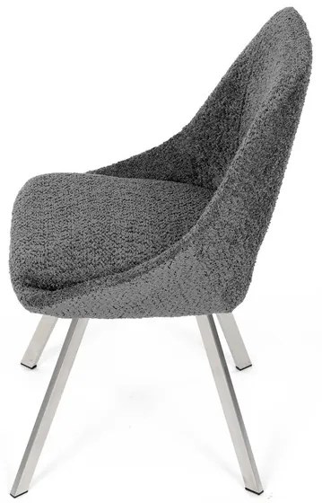 Autronic Elegantní šedá jídelní židle RINA s broušenými kovovými nohami (vzorek z prodejny)