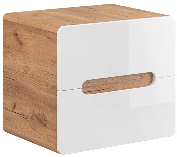COMAD Závěsná skříňka s umyvadlem - ARUBA 828 white, šířka 60 cm, dub craft/lesklá bílá