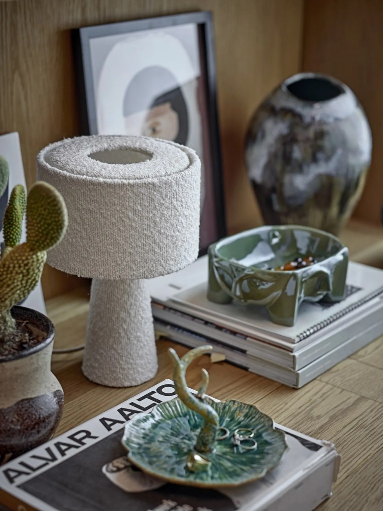Bloomingville Stolní lampa Emmie White, krémová barva, textil