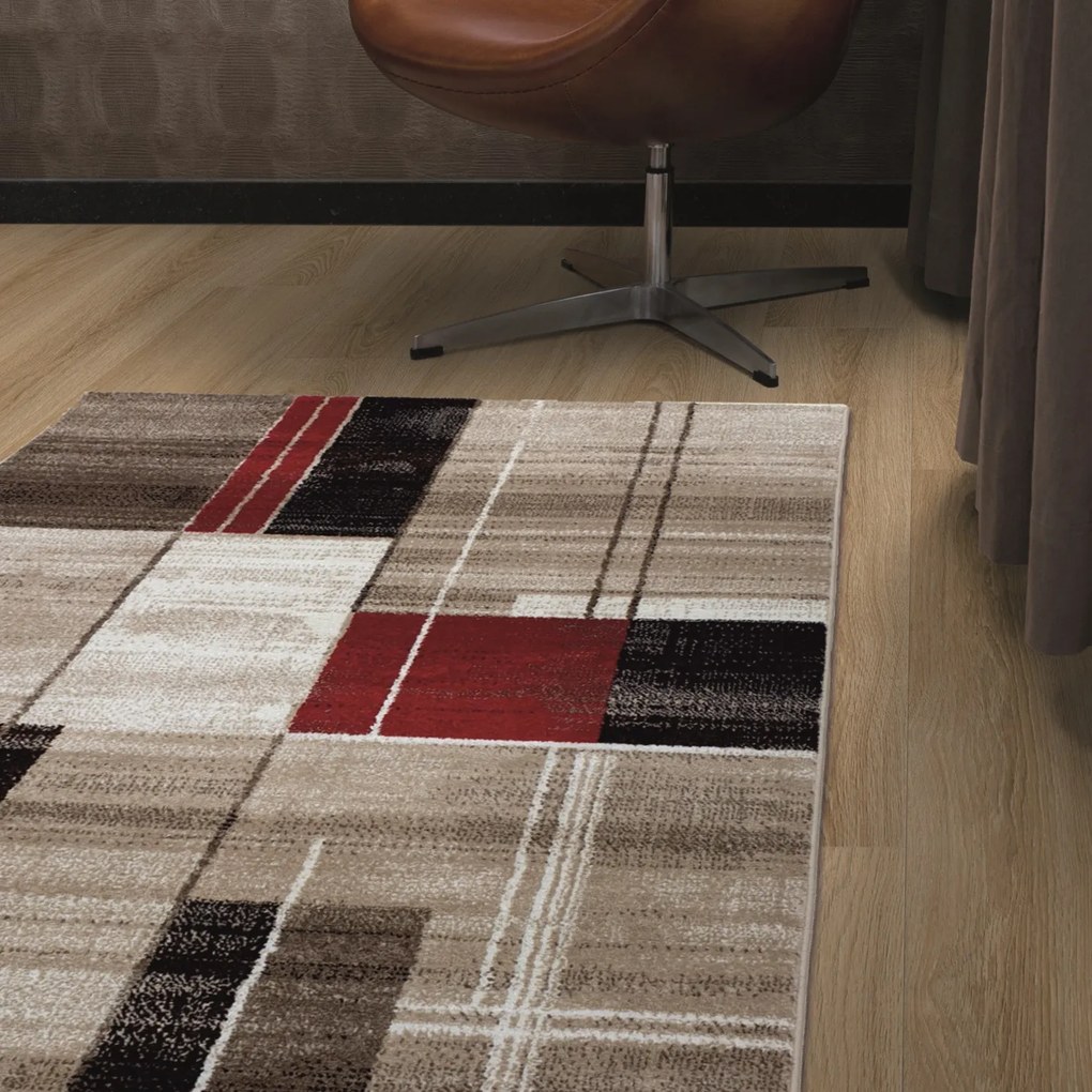 Spoltex, Kusový koberec Florentina 613-64 beige/red, 120x170, béžová, obývací pokoj