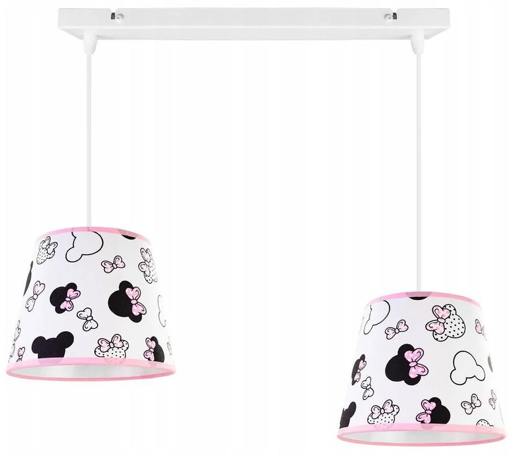 Dětské závěsné svítidlo Minnie, 2x textilní stínítko se vzorem, s
