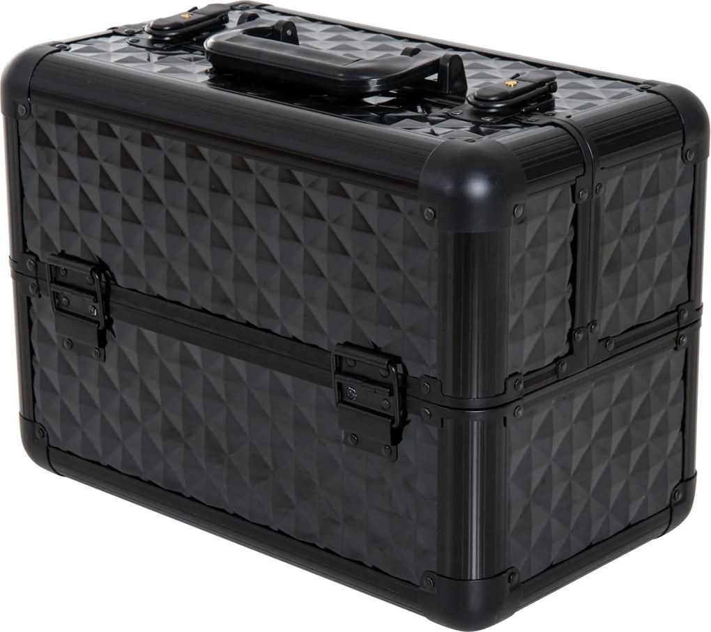 HOMCOM Kosmetický Organizér na Make-up Profesionální Krásy Box Přenosný 4 Úrovně 35,5x20x25,5cm Hliník | Aosom