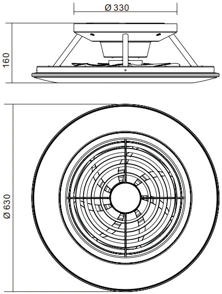Mantra 7800 Alisio, stropní svítidlo s ventilátorem a dálkovým ovladačem, LED 70W 2700K-5000K, černá, průměr 63cm