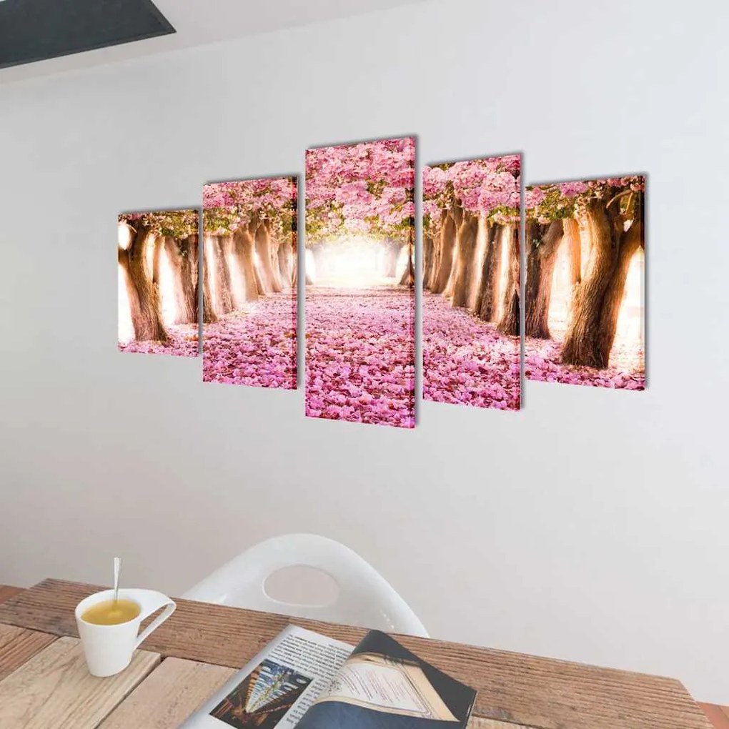 Sada obrazů, tisk na plátně, třešňový květ, 100 x 50 cm 241574