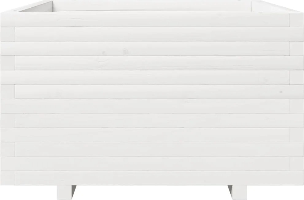 Zahradní truhlík bílý 80 x 80 x 49,5 cm masivní borové dřevo 3282530