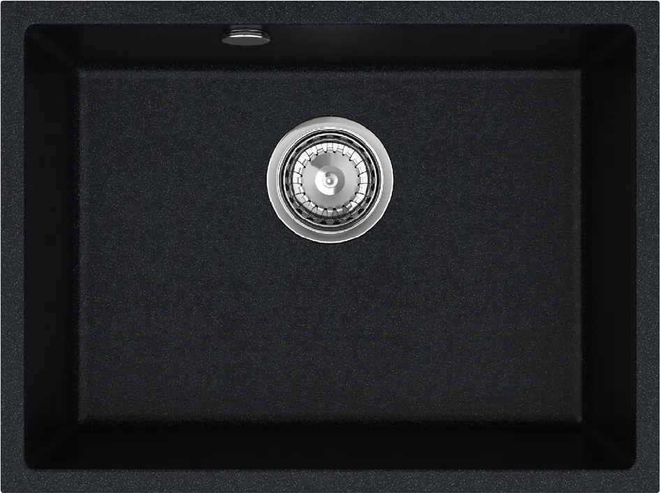 Sink Quality Crypton 60, kuchyňský granitový dřez 535x400x205 mm + chromový sifon, černá skvrnitá, SKQ-CRY.B.1KBO.60.X