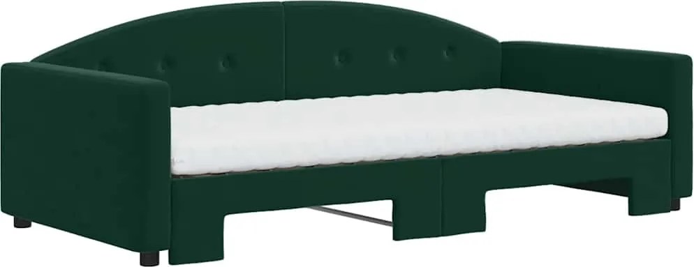Válenda s přistýlkou a matracemi tmavě zelená 100x200 cm samet 3197334