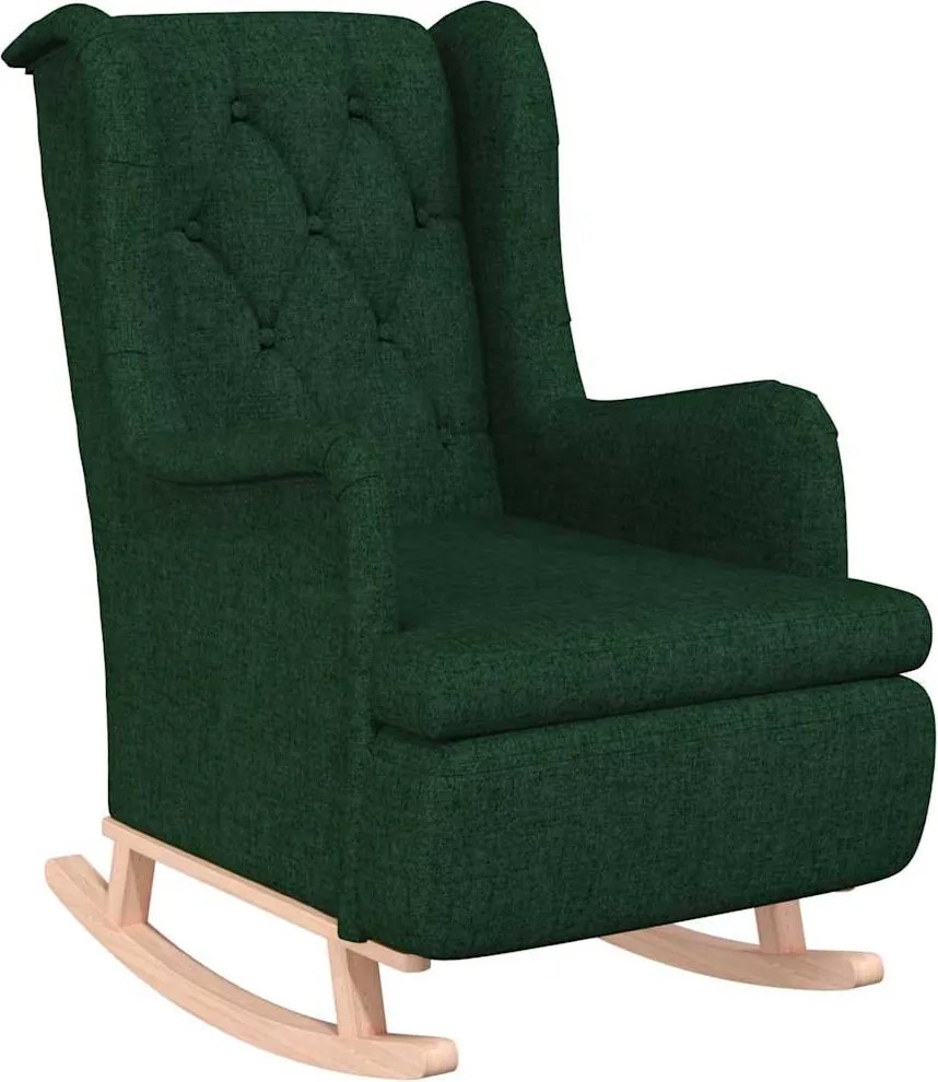 Houpací křeslo se stoličkou tmavě zelené textil 3121278