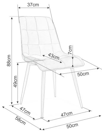 Jídelní čalouněná židle SIK VELVET šedá/černá