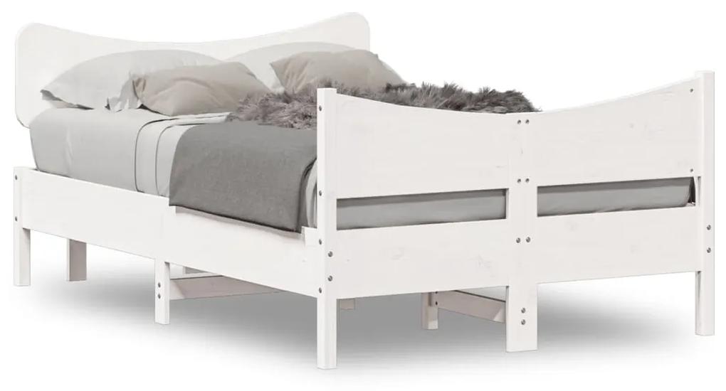 Rám postele s čelem bílý 120 x 190 cm masivní borovice,  3216400