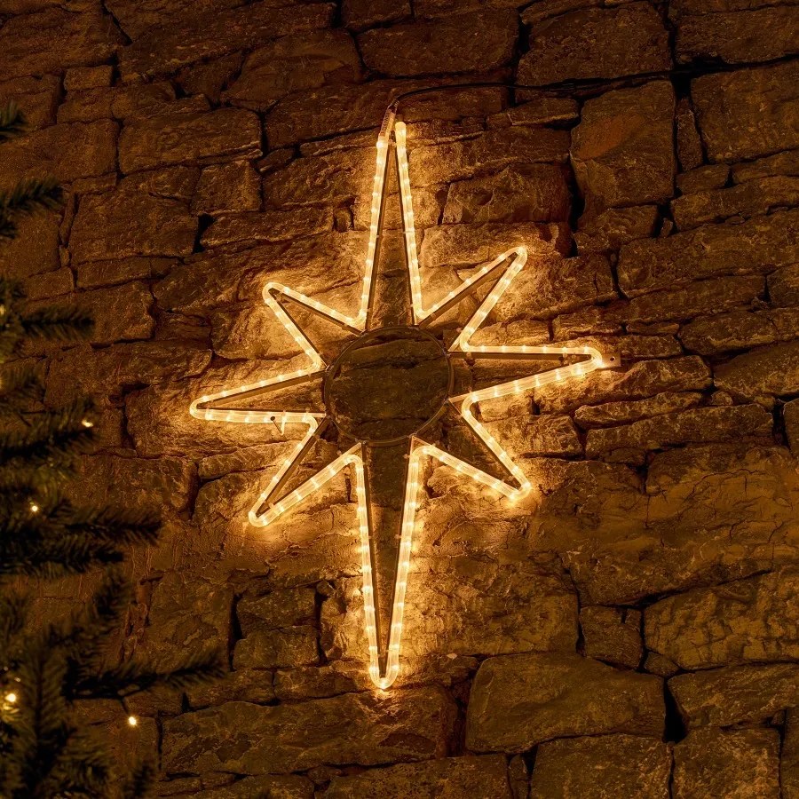 Easy Fix 2D LED světelná hvězda X., 82 × 125 cm, teple bílá, závěsná, hliník
