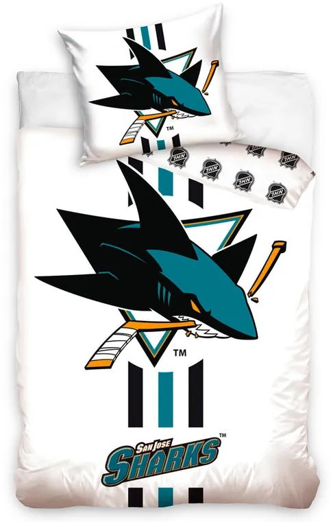 Tip Trade Hokejové povlečení NHL San Jose Sharks White 70x90, 140x200 cm