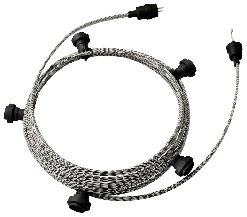 creative cables Hotový světelný řetěz LUMET 7,5 m je sestavený z 5 černých objímek, háčku a zástrčky Barva kabelu: Černá-whisky - CZ22