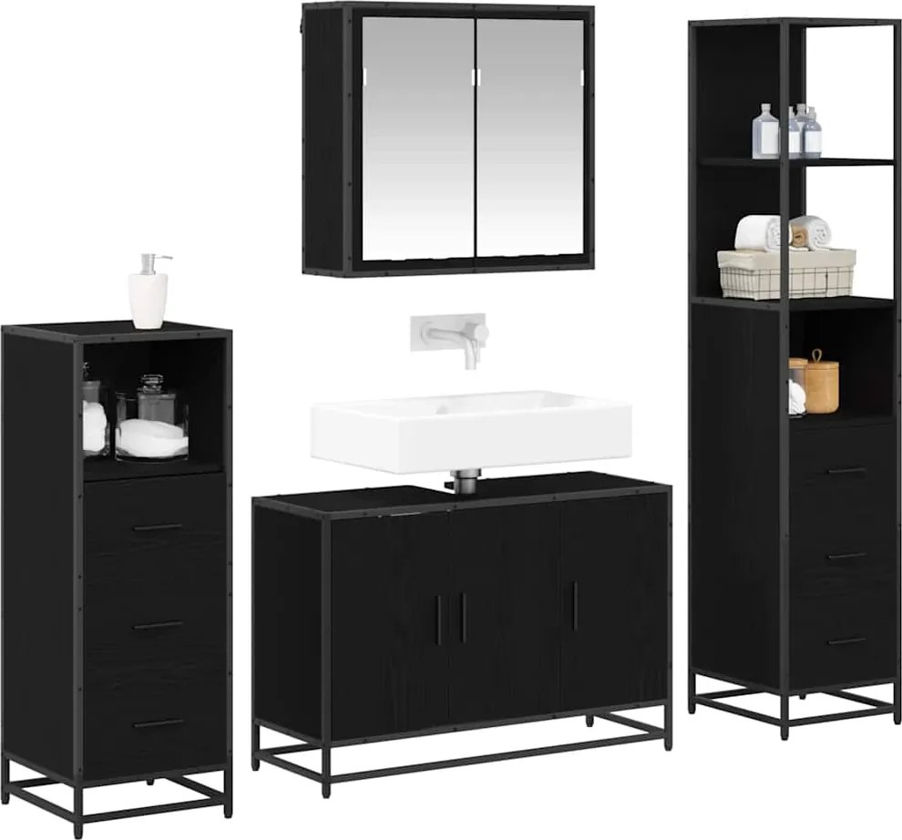 Sada koupelnového nábytku 4 ks Černý dub 90 x 33 x 60 cm 3402484