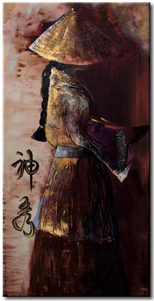 Obraz Číňanka (1dílný) - portrét s siluetou ženy v asijském oděvu