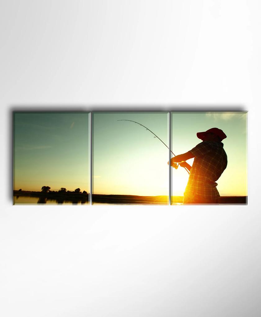 Malvis ® Obraz Rybář při úsvitu ROZMĚR (šířka x výška): pětidílný obdélník 150x60 cm
