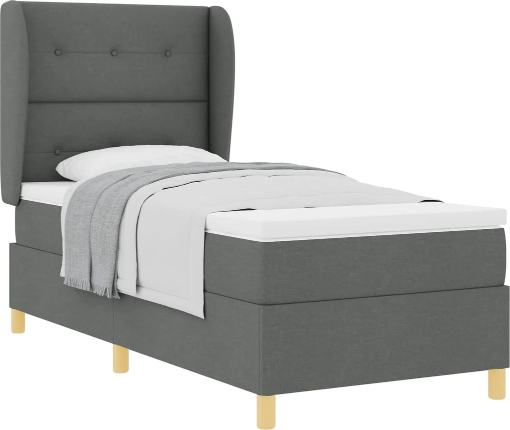 Postel s boxspringem s čelo Tmavě šedá 200 x 80 cm textil 3340719