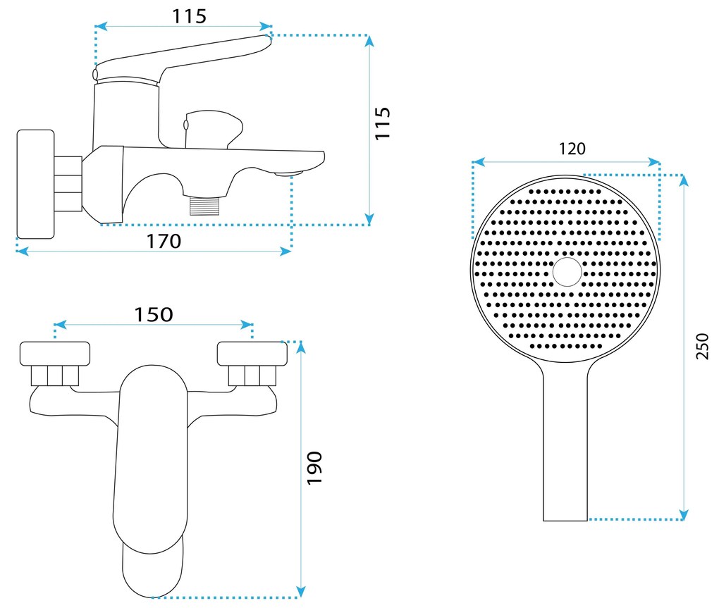 Vanová baterie REA MARCO gun grey