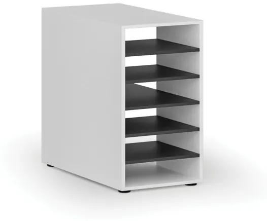 Přístavná policová skříňka k pracovnímu stolu PRIMO WHITE, pravá, bílá/grafit