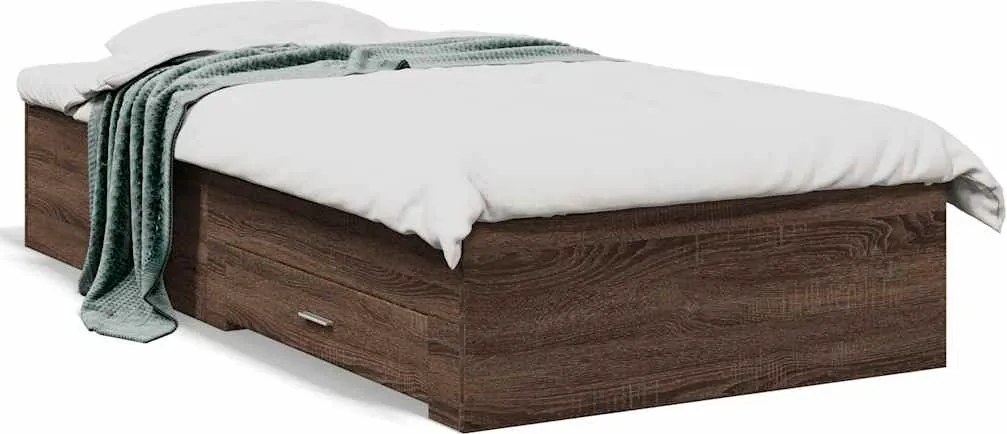 Rám postele se zásuvkami hnědý dub 75 x 190 cm kompozitní dřevo 3280446