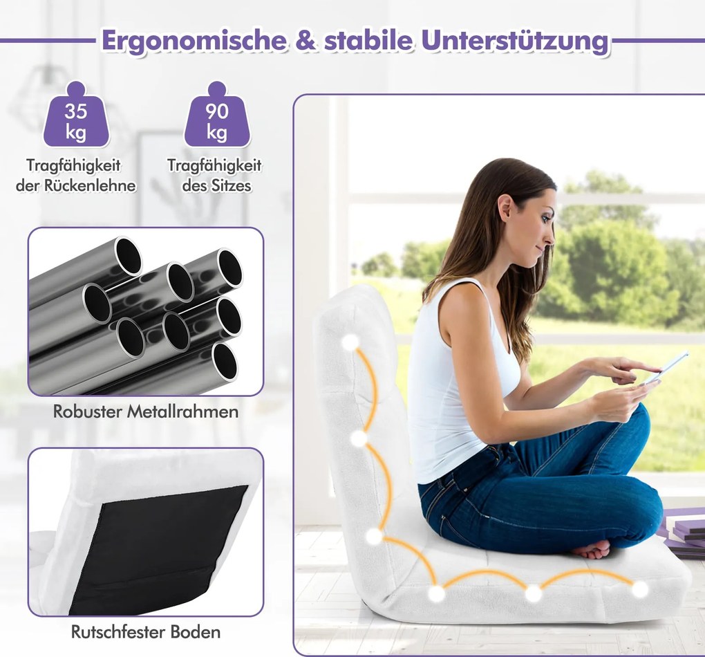 Costway Rozkládací křeslo Lazy Sofa Lazy Tatami Floor Cushion White