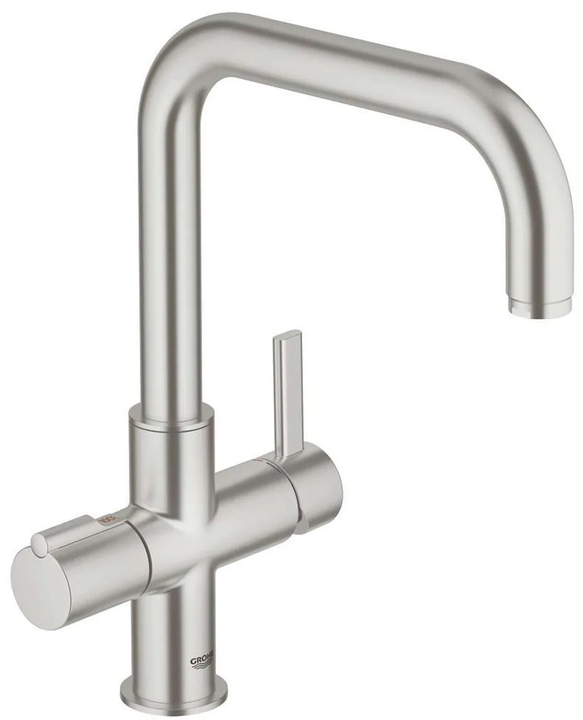 Grohe Red - Páková dřezová baterie Duo, supersteel 30097DC0