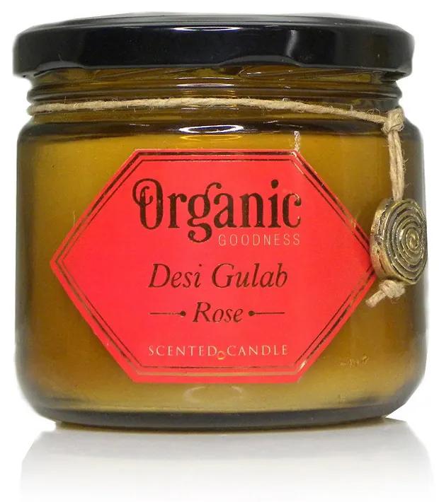 Song of India Vonná svíčka s víčkem Organic Goodness 200 g Desi Gulab, Růže