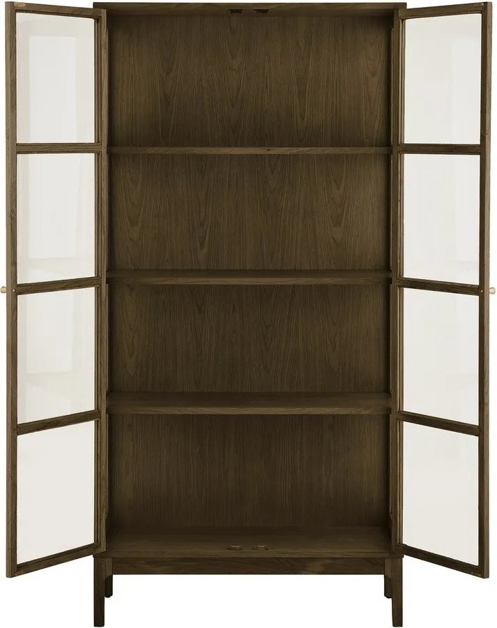 Tmavě hnědá vitrína v dekoru dubu 90x180x40 cm Zamora – House Nordic