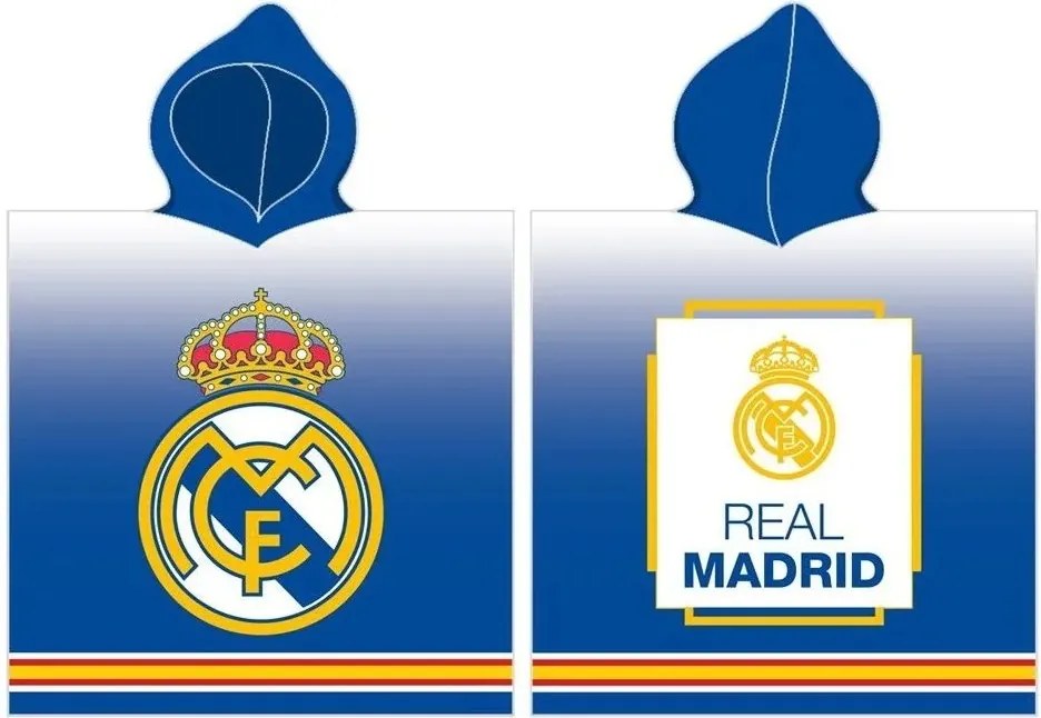 Dětské koupací pončo - chlapecká osuška s kapucí FC Real Madrid - 100% bavlna - 55 x 110 cm