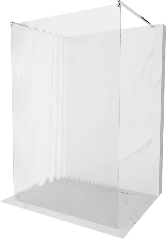 Mexen Kioto, sprchová zástěna Walk-In 140 x 200 cm, 8mm sklo s žebrovým vzorem, chromový profil, 800-140-002-01-09