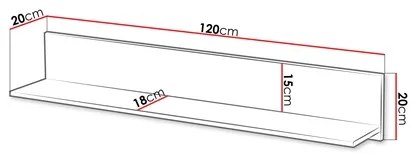 Nástěnná police ARUBA 20x120 cm béžová