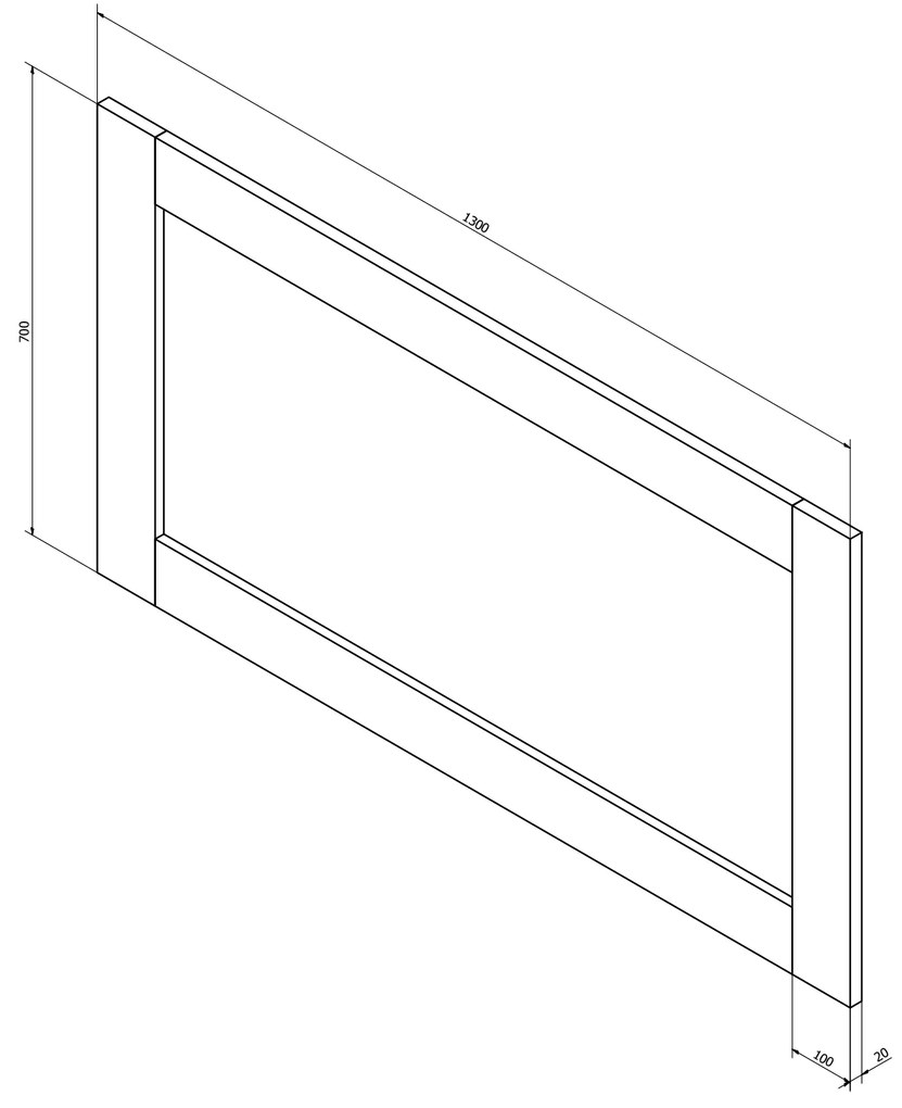 Sapho BRAND zrcadlo v dřevěném rámu 1300x700mm, starobílá - BA062