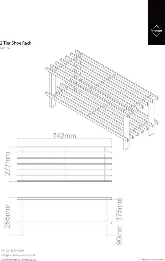 Botník z cedrového dřeva v přírodní barvě 74x30x26 cm Parker – Premier Housewares