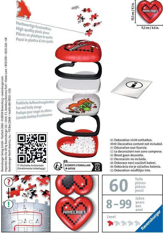 RAVENSBURGER Puzzle 3D šperkovnice Srdce 54 dílků plast 2411285