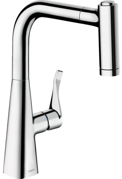 Hansgrohe Metris M71 Dřezová baterie s vytahovací sprškou, EcoSmart, chrom 73823000