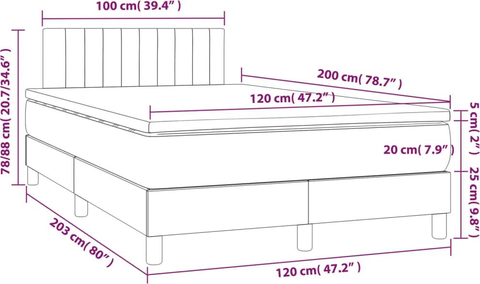 vidaXL Box spring postel s matrací 120x200 cm textil [3140764] Barva: krémová