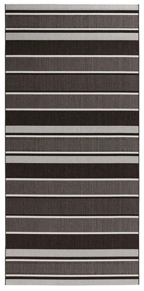Černý venkovní koberec Bougari Strap, 80 x 200 cm
