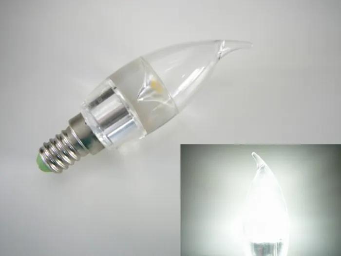 LED žárovka E14 SE3W240 čirá svíčka Studená bílá