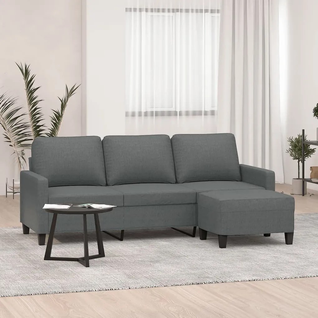 3místná pohovka s podnožkou tmavě šedá 180 cm textil 3201038